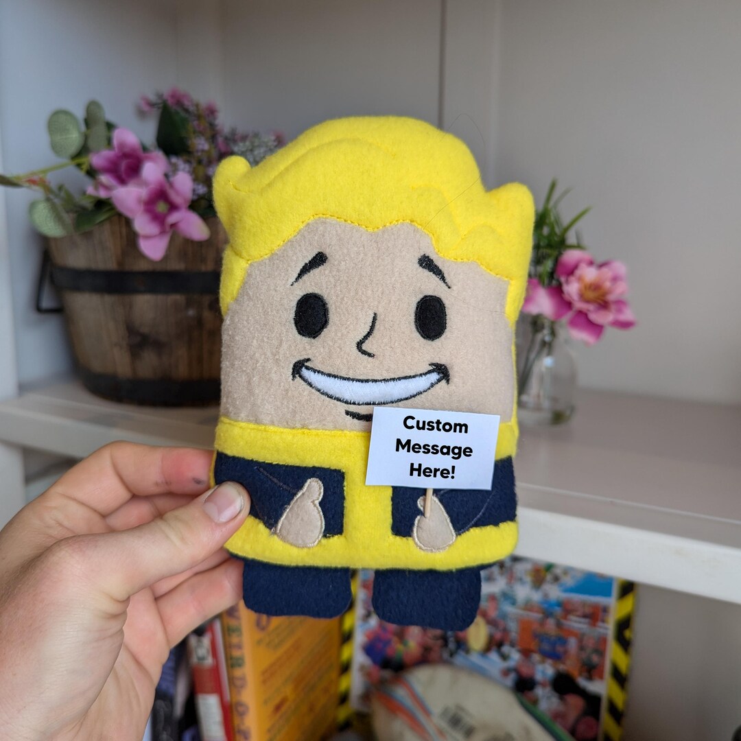 Fallout Plushie Gift With Custom Name Birthday Card Vault Boy Figure ...