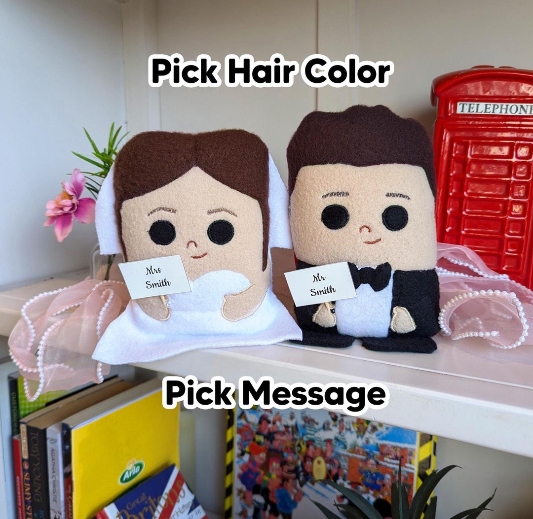 Wedding Plushie Personalised Bride and Groom Dolls Custom Message ...