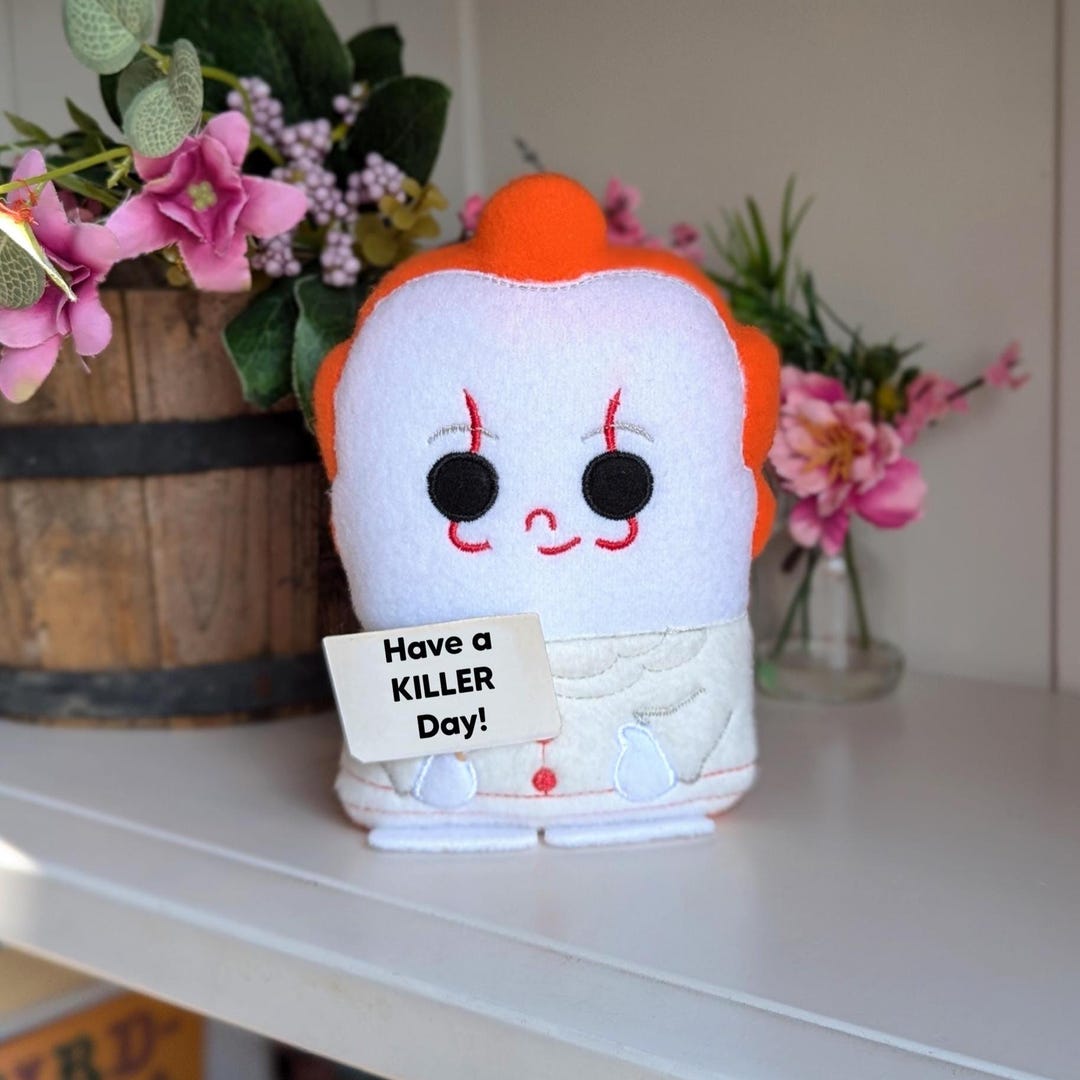 Horror Clown Gift With Custom Birthday Card Cute Penny Plushie Horror ...