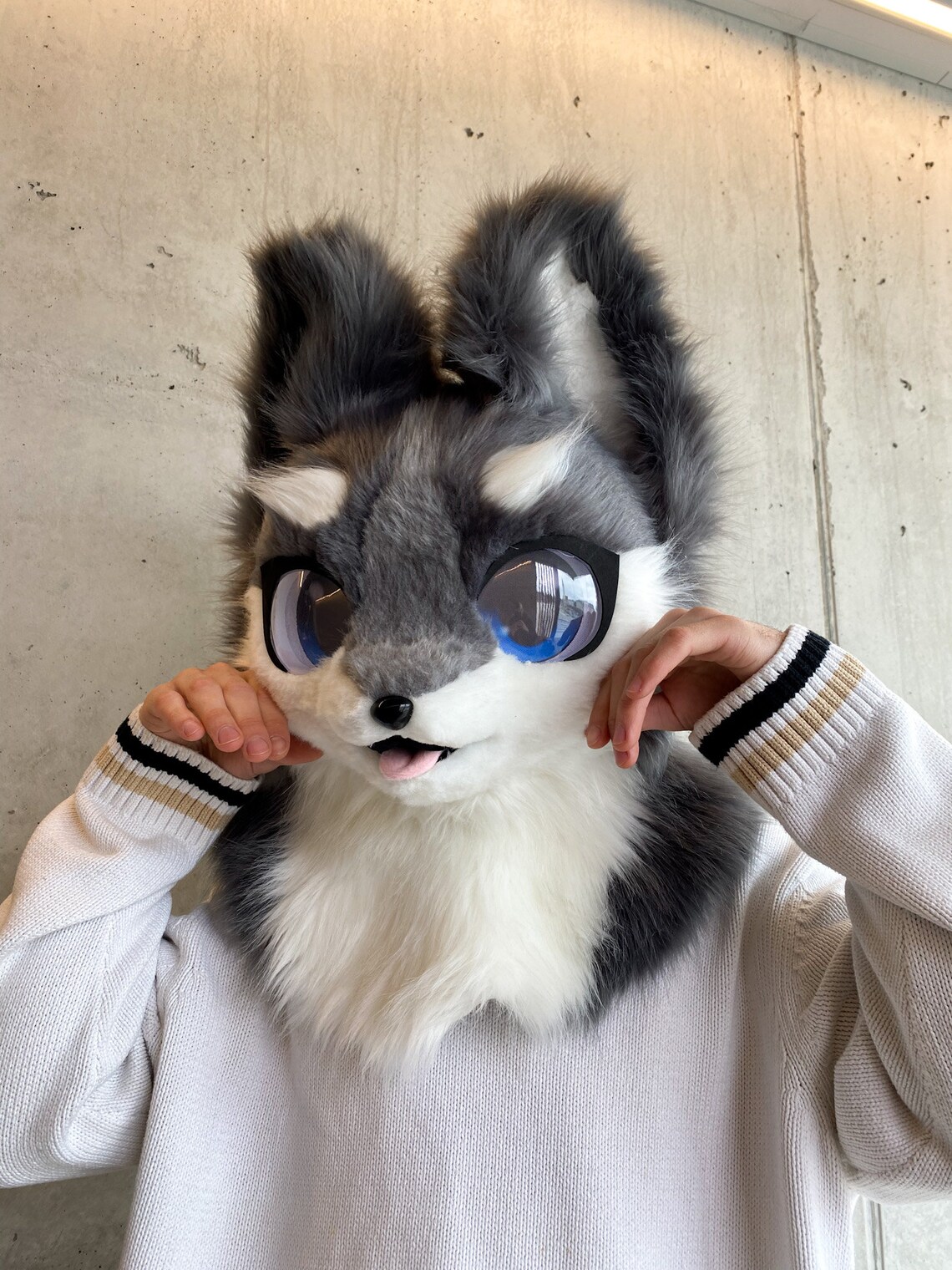 Fursuit Head Premade Japanese Dog Furry/ Partial Fursuit Cosplay Kig Head/ Kemono Fursona ...