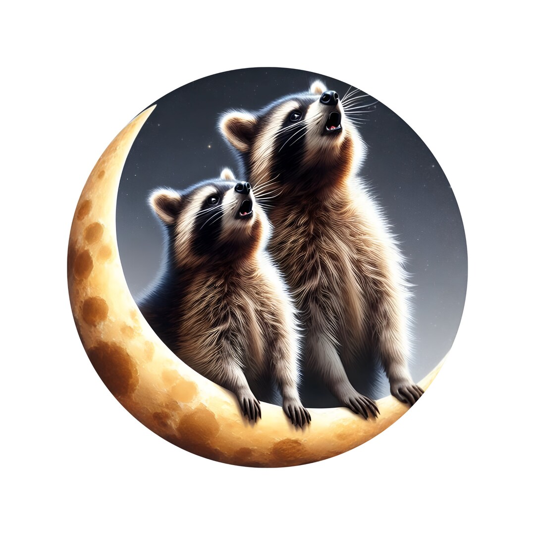 Racoons Howling at the Moon PNG, Moon PNG, Racoon PNG, Digital Download ...