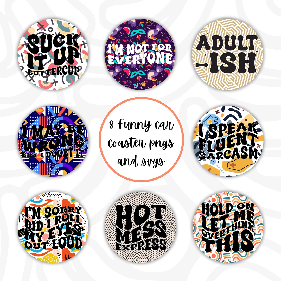 Retro Car Coaster PNG SVG, Funny Car Coaster Sublimation Design ...