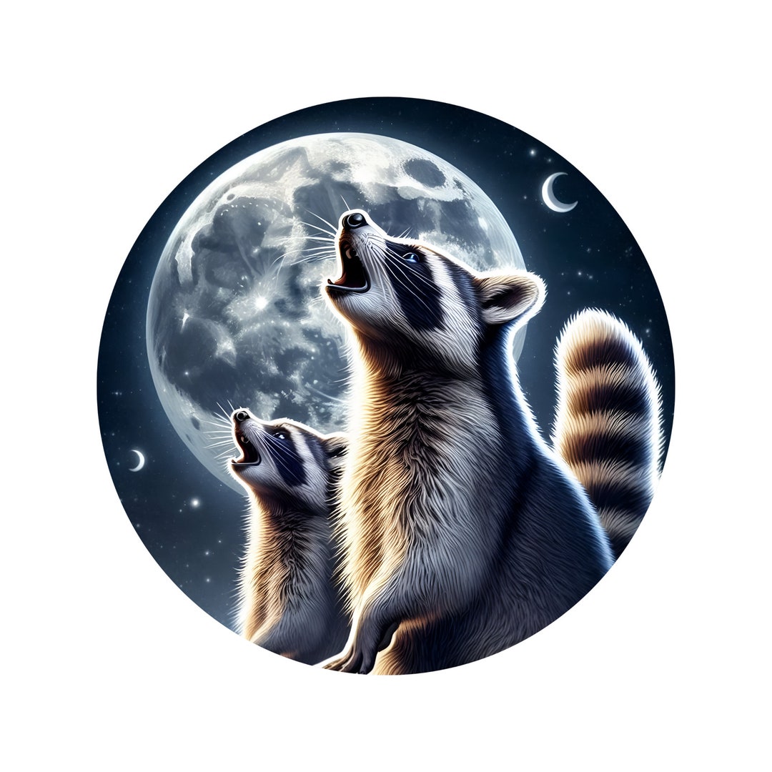 Racoons Howling at the Moon PNG, Moon PNG, Racoon PNG, Digital Download ...