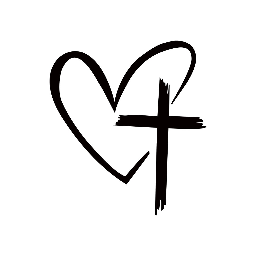 Cross in Heart SVG PNG Heart Cross Svg, Heart Cross Png, Christian ...