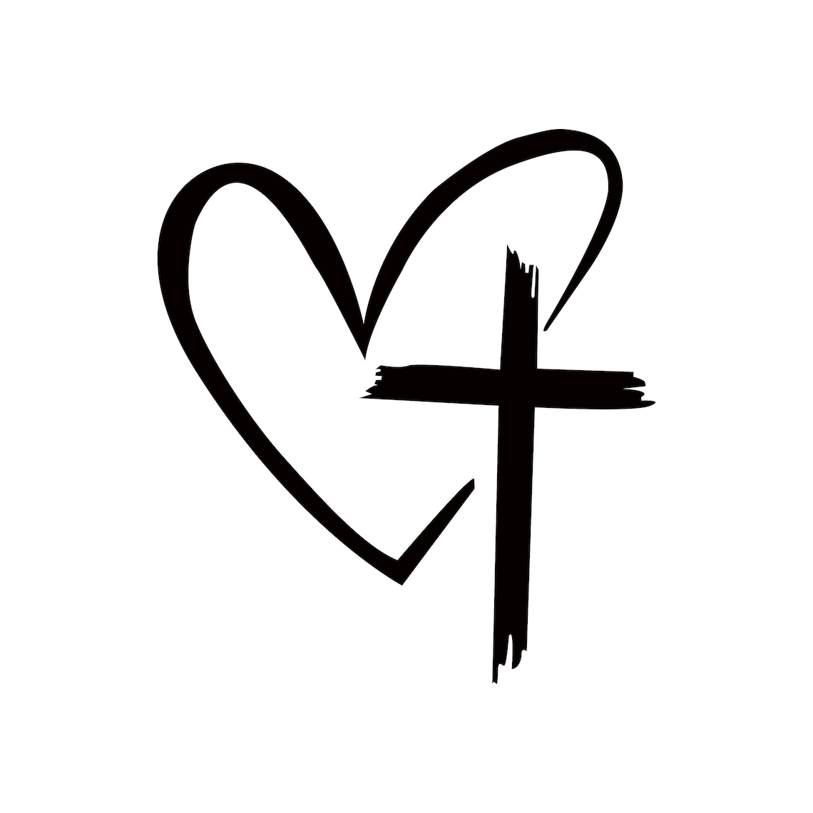 Cross in Heart SVG PNG Heart Cross Svg, Heart Cross Png, Christian ...
