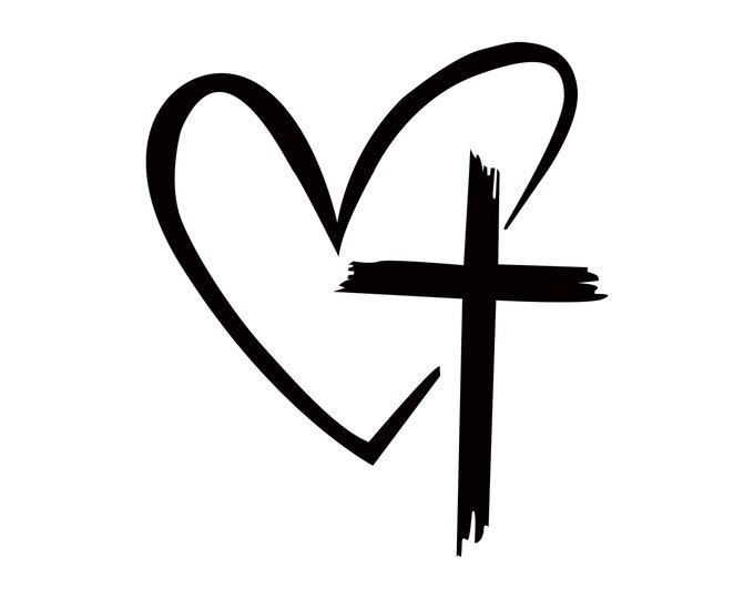 Cross in Heart SVG PNG Heart Cross Svg, Heart Cross Png, Christian ...