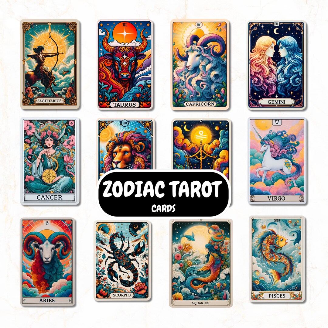 Zodiac Cards PNG, Zodiac Cards Bundle, Tarot Cards PNG, Zodiac Png ...