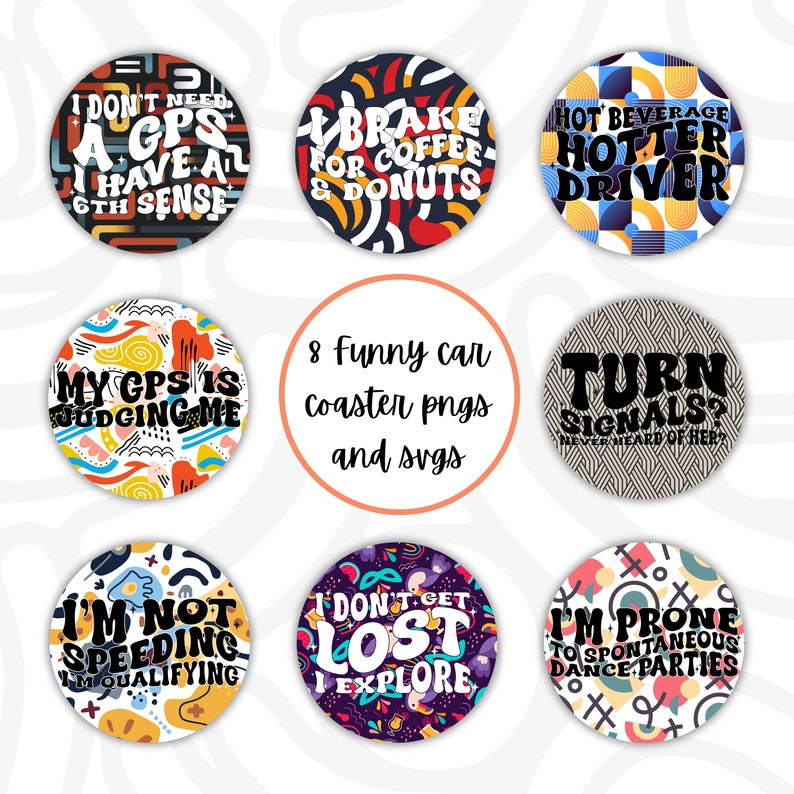 Retro Car Coaster PNG SVG, Funny Car Coaster Sublimation Design ...