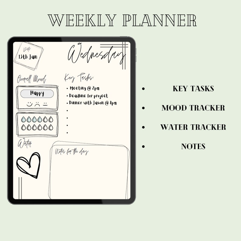 Digital Weekly Planner - Printable, Digital, Student, Teacher, Office ...