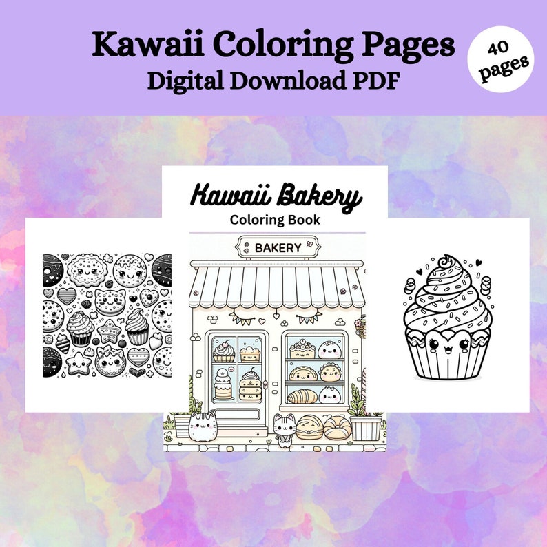 Kawaii Bakery Coloring Pages, 40 Pages, Kawaii Coloring, Kids Coloring ...