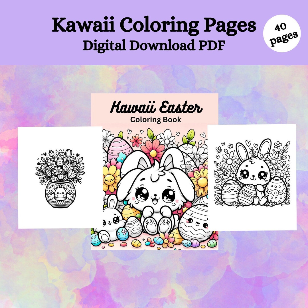 Kawaii Easter Coloring Pages, 40 Pages, Easter, Coloring Pages, Kids ...