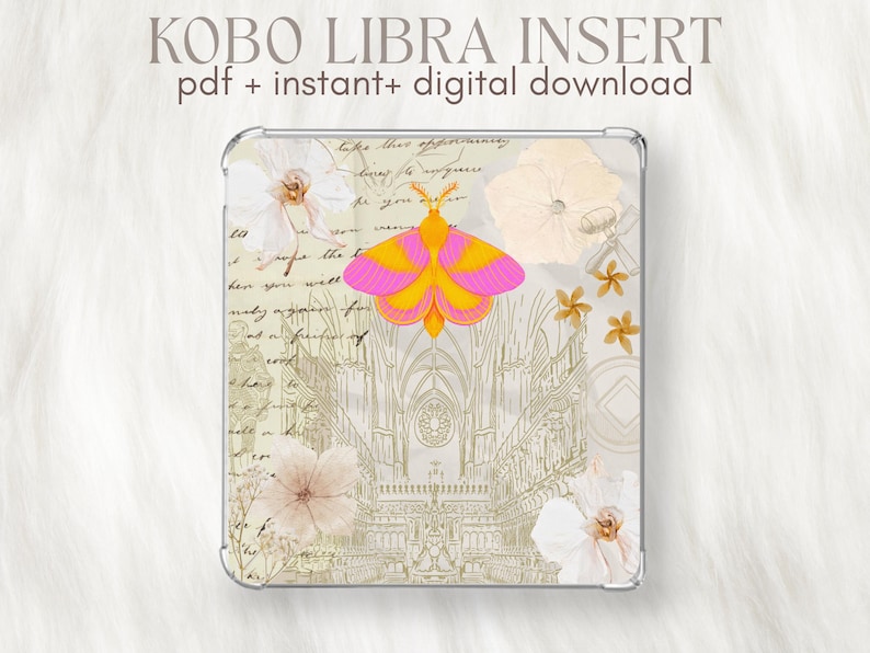 Printable Kobo Libra Insert Knight & Moth Inspired Romantic Kobo Libra Colour Insert Cozy ...