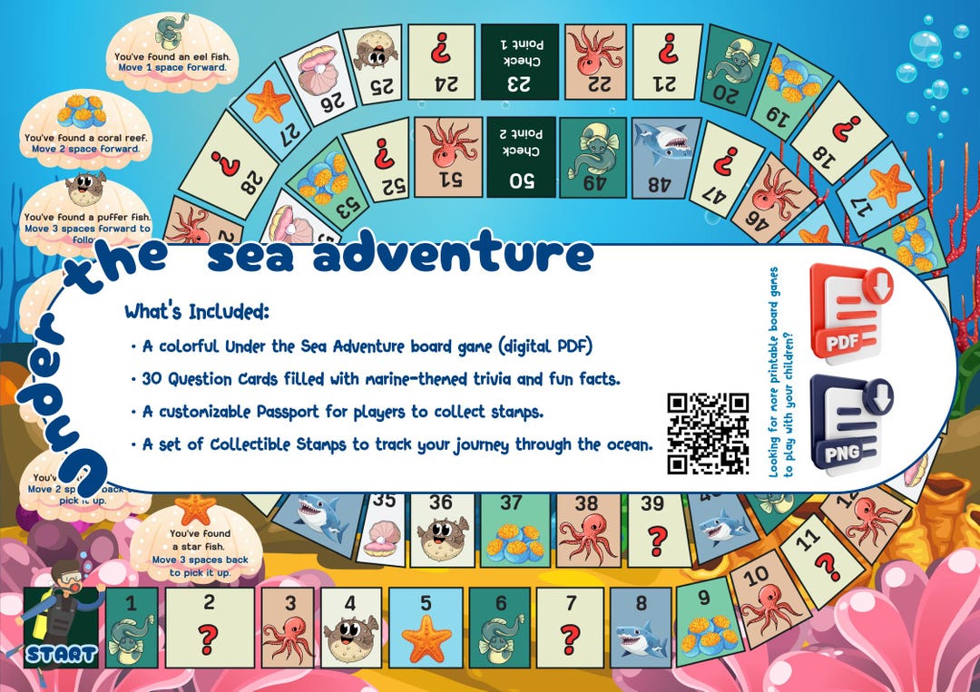 Under the Sea Adventure Board Game – Fun and Educational Printable With ...