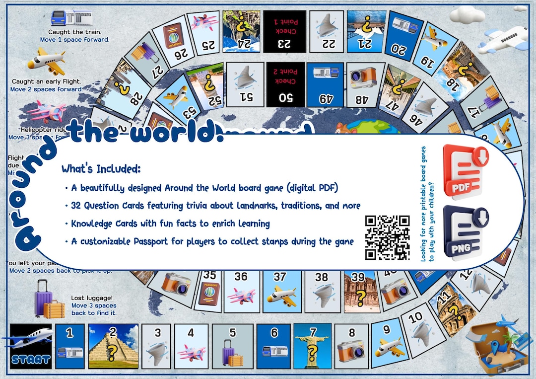 Around the World Printable Board Game – Fun Educational Travel Game ...