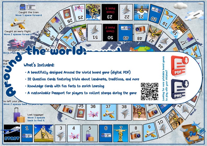 Around the World Printable Board Game – Fun Educational Travel Game ...