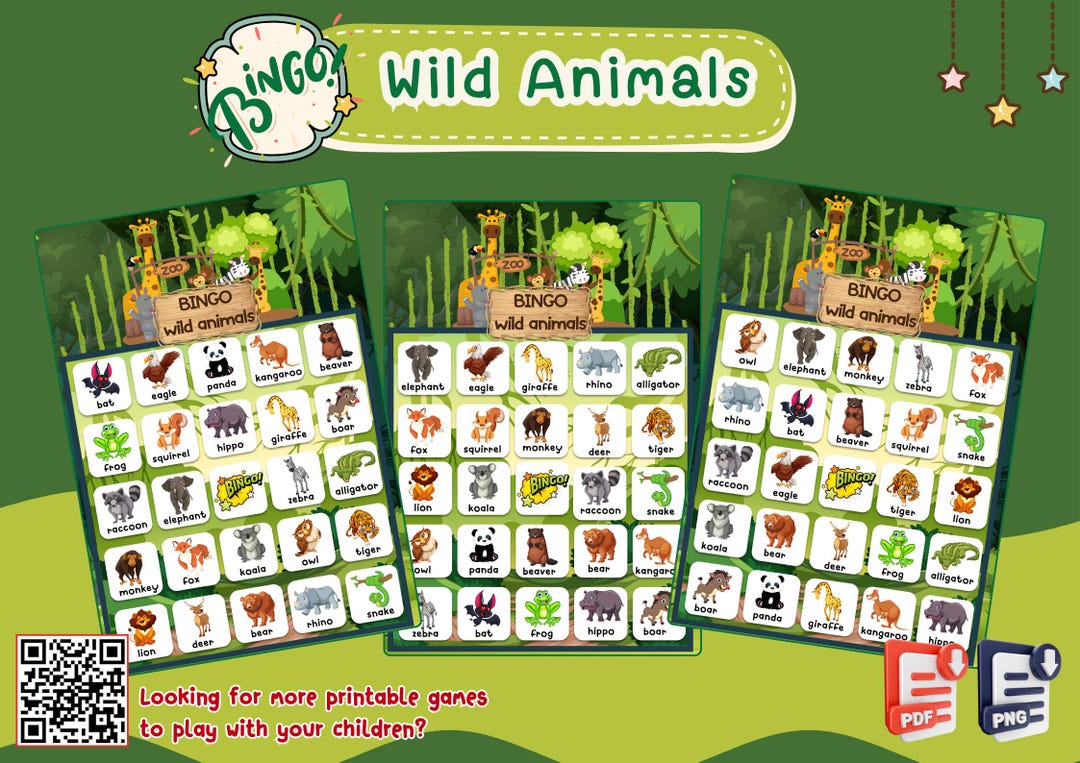 30 Printable Our Wild Animal Bingo Cards a Fun and Educational Game ...