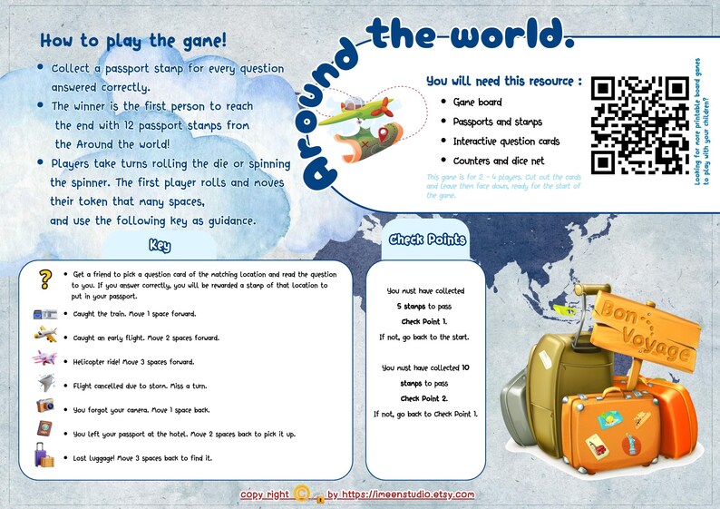 Around the World Printable Board Game – Fun Educational Travel Game ...