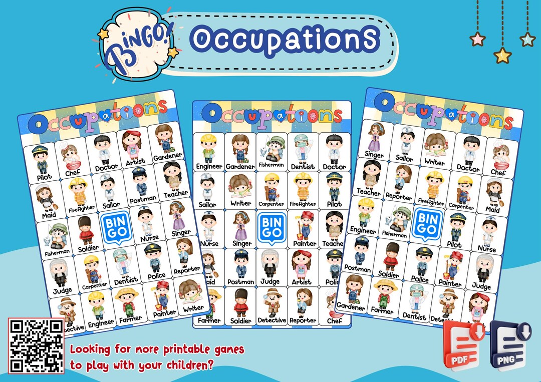 30 Printable Our Occupations Bingo Cards a Fun and Educational Game ...