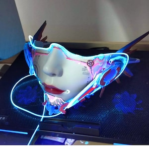 Self-design Luminous Cyberpunk Half-face Mask,mechanical Mask With ...