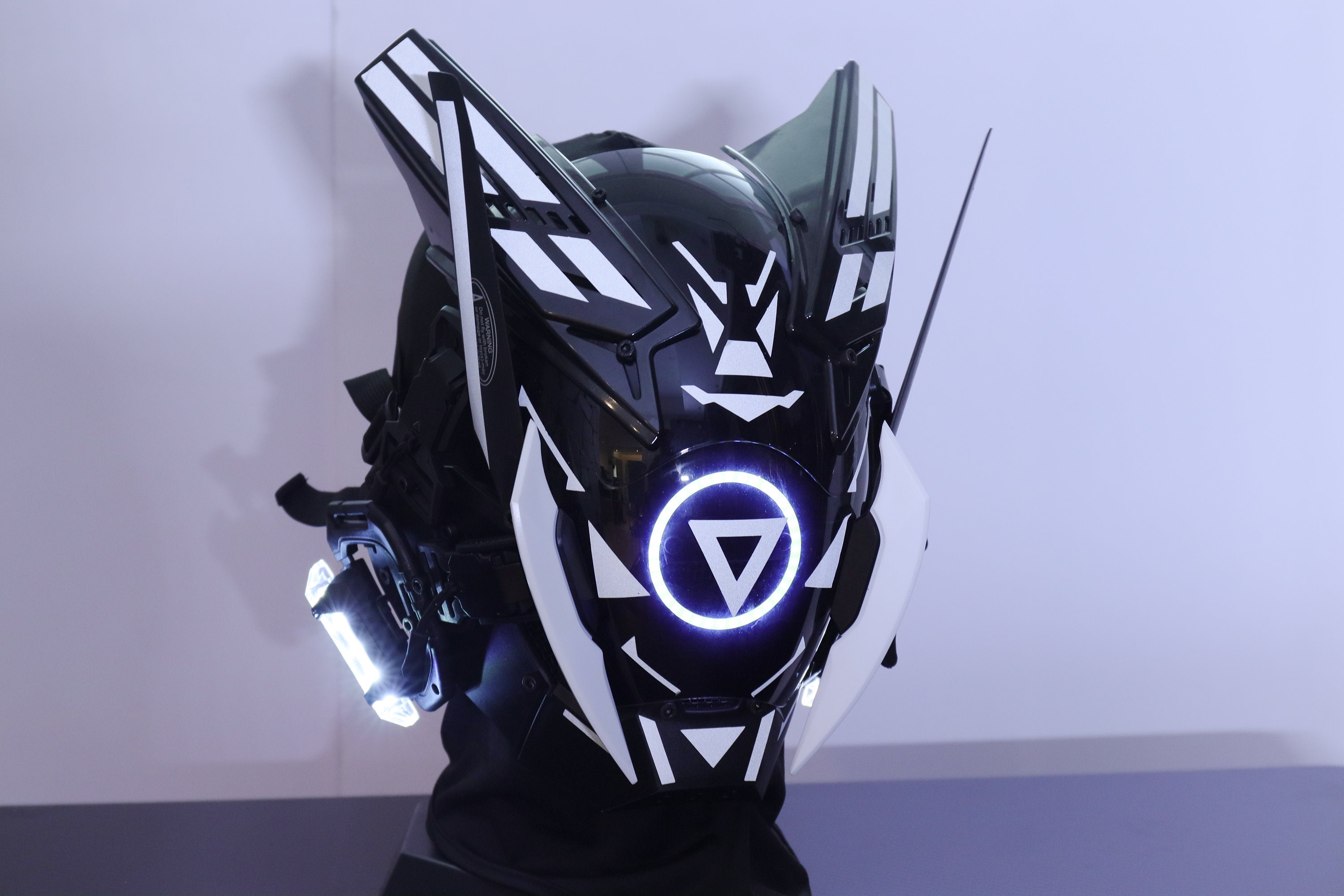 Custom Glowing Cyberpunk Mask, Super Cool White Full Face Mask, Warrior ...