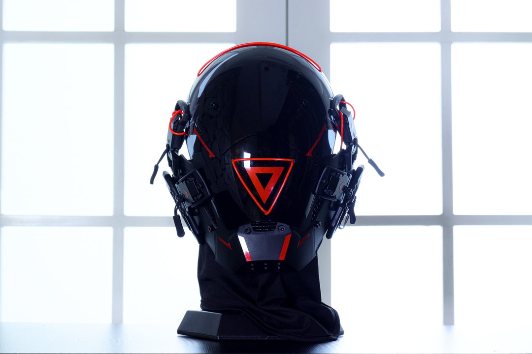 Custom Cool Punk Man Helmet, Techwear Cyberpunk Mask Costome, Glowing ...