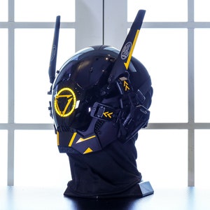 Custom Glowing Cyberpunk Samurai mask With Wing, yellow Cool cosplay ...