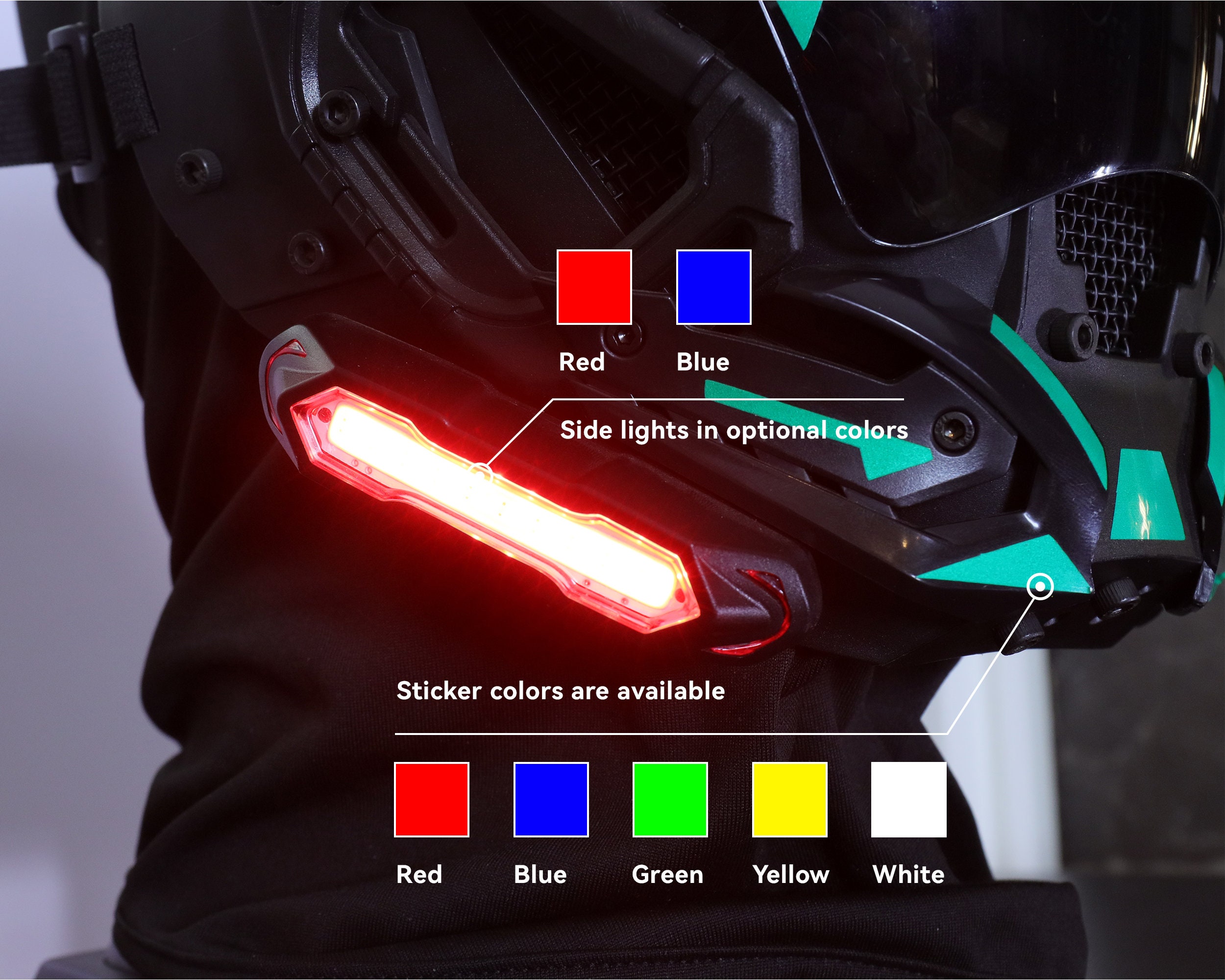Custom Green Rivet Punk Helmet With Light, Mechanical Black Full Face ...