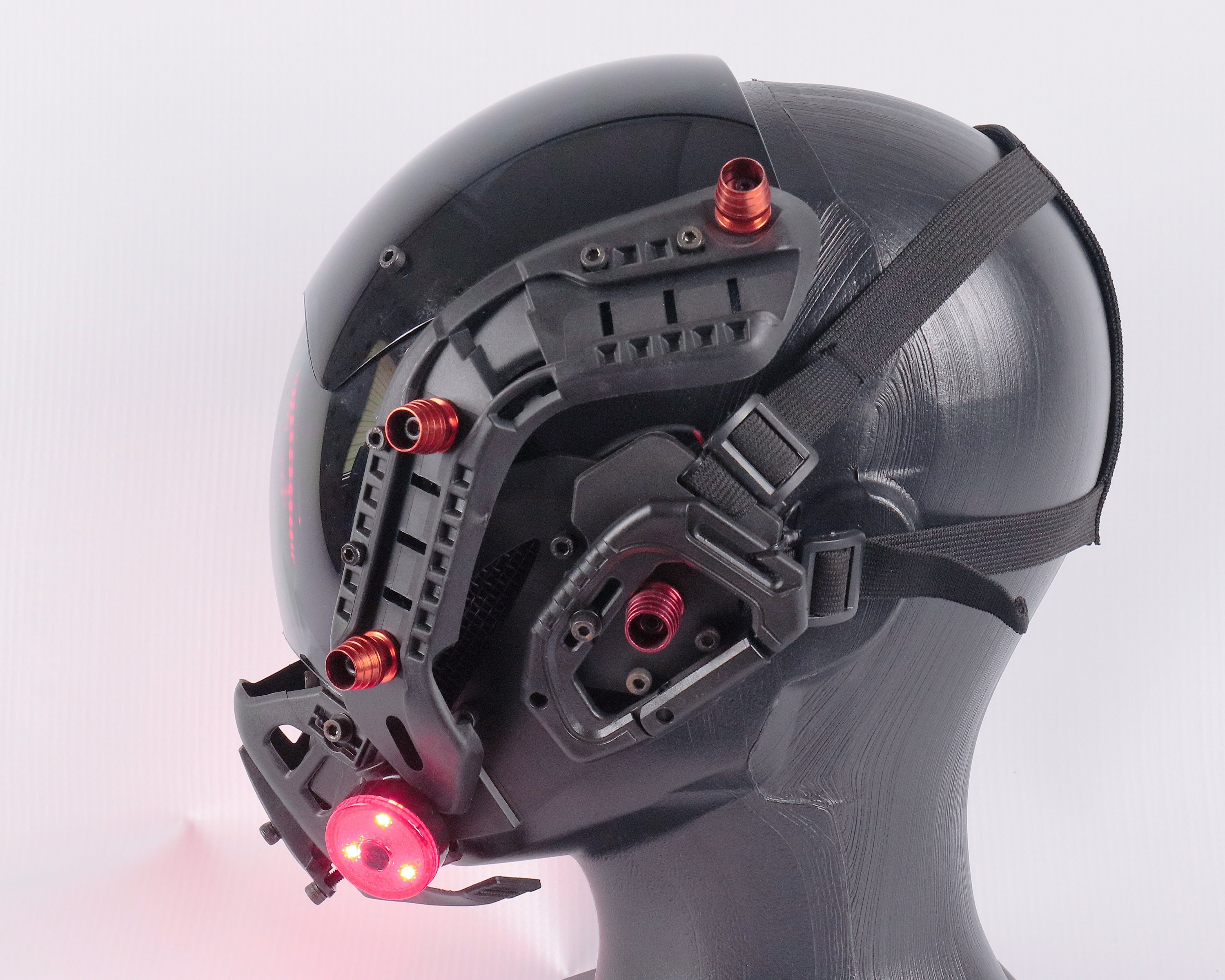 Red Warrior Rave Helmet With Bolt, Custom Glowing Coll Halloween ...