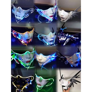 Handmade Cyberpunk Half Face Mask With Light, Glowing Mechanical Tech ...