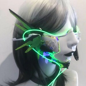 Self-design Green Light Cyberpunk Half-face Mask, Super Cool Glowing ...