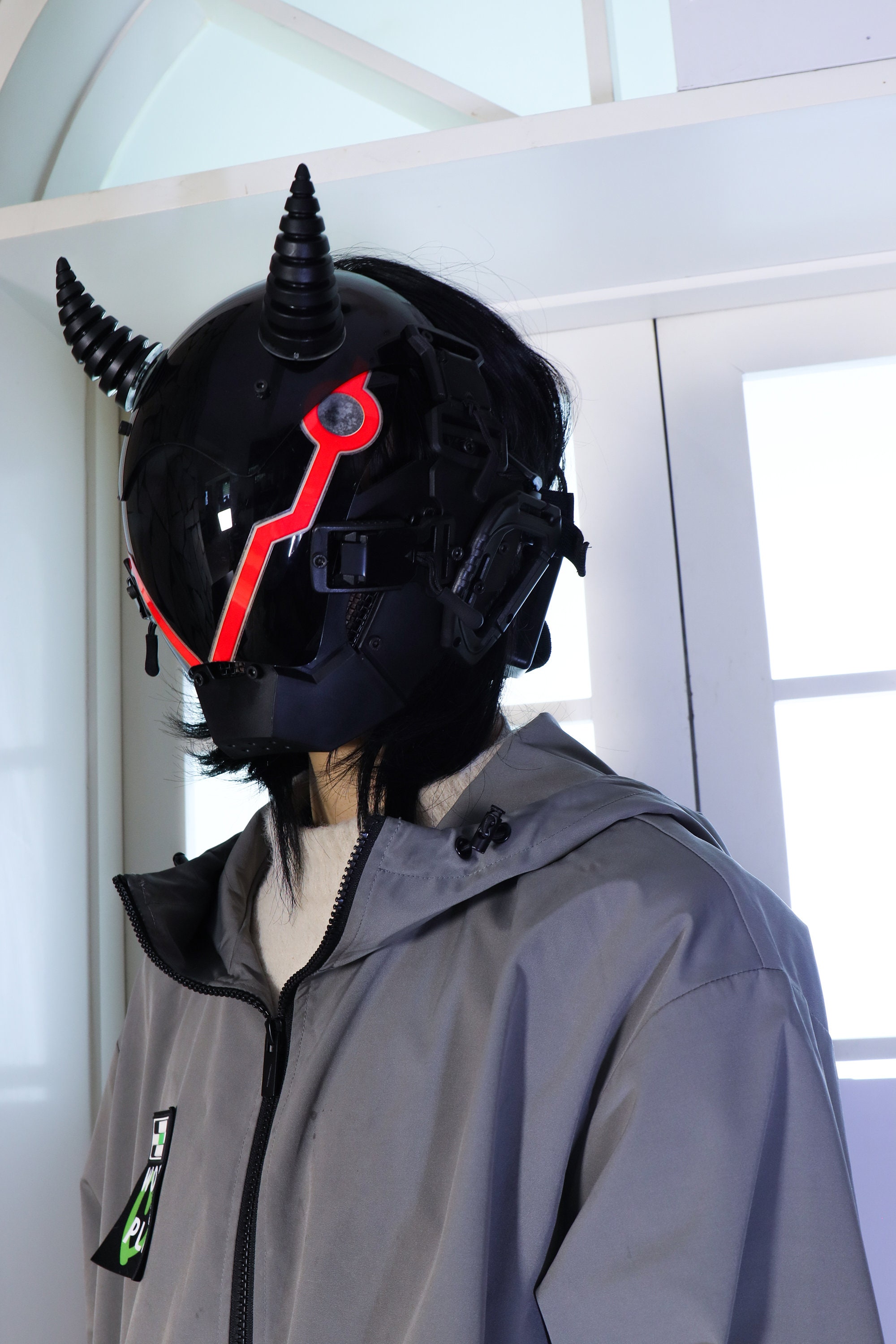 Samurai Punkhelmet With Horn,rave Cyber Punk Mask, Custom Halloween ...