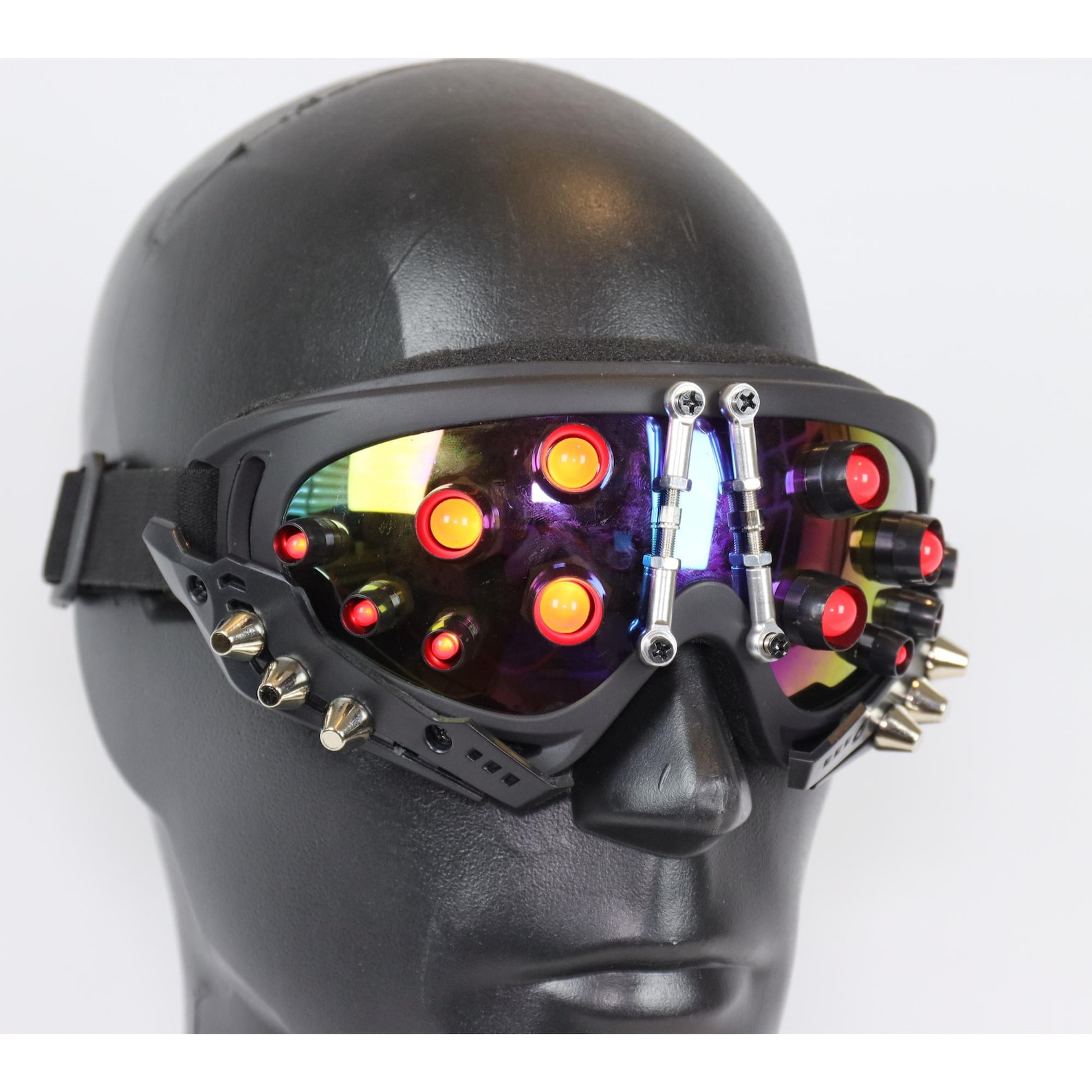 Self-design Cyberpunk Goggles With Lights, Glowing DJ Music Festival ...