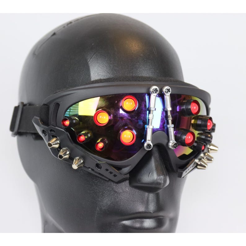 Self-design Cyberpunk Goggles With Lights, Glowing DJ Music Festival ...