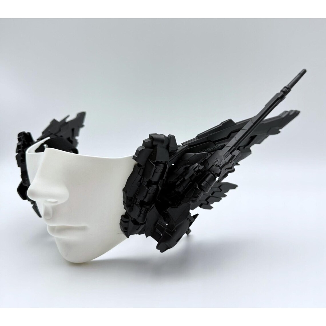 Self-design Cyberpunk Half Face Mask, Mask With Movable Gundam Wing ...