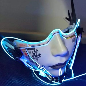 Handmade Cyberpunk Half Face Mask With Light, Glowing Mechanical Tech ...