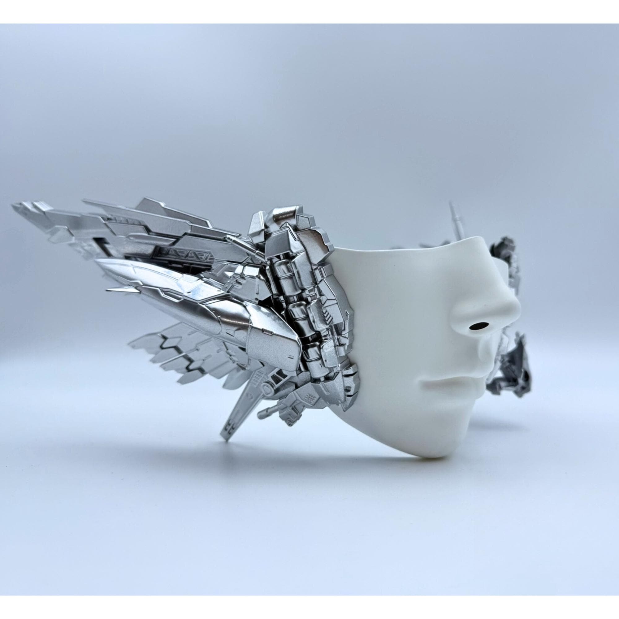 Self-design Cyberpunk Half Face Mask, Mask With Movable Gundam Wing ...