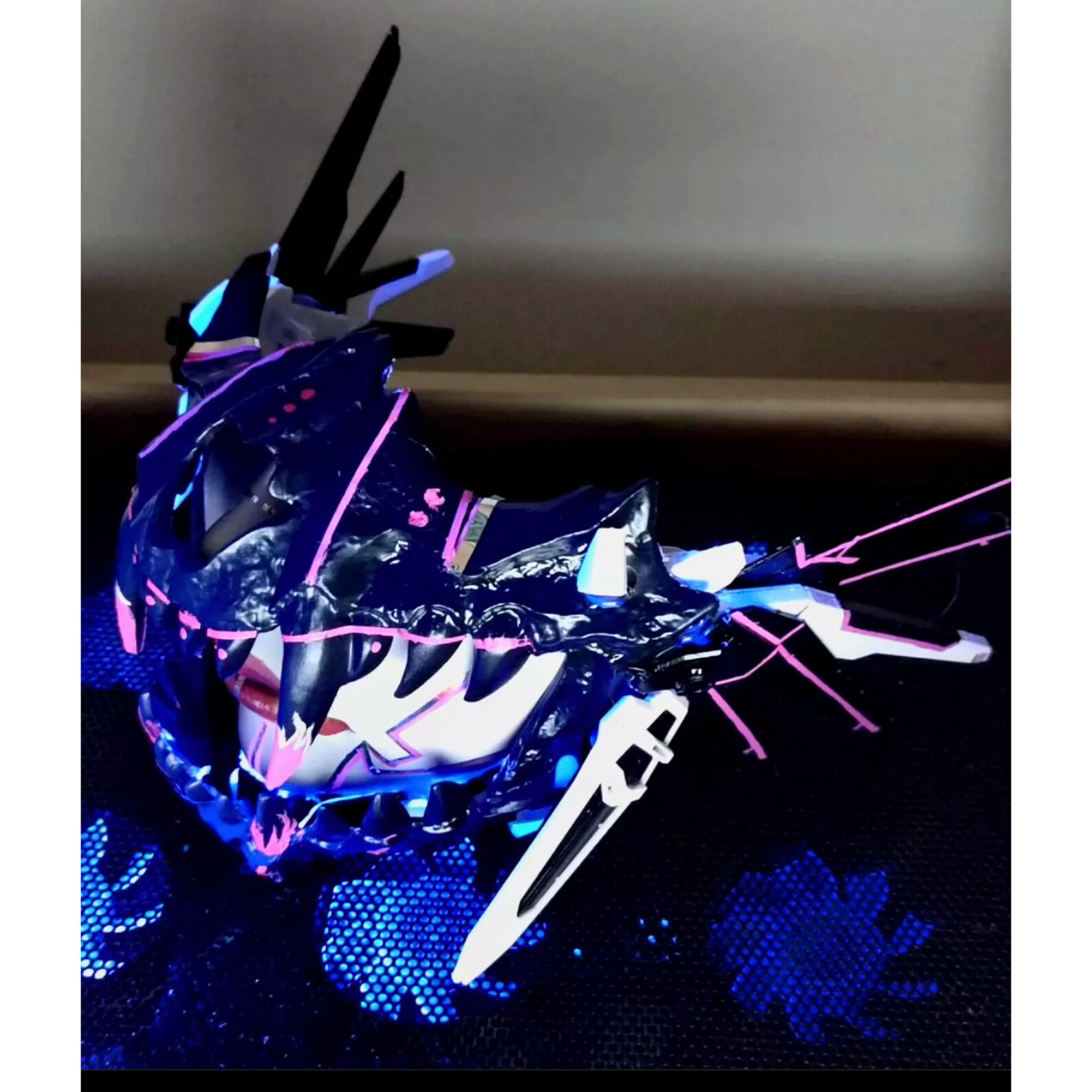 Self-design Glowing Animal Skull Cyberpunk Mask, Luminous Half-face ...