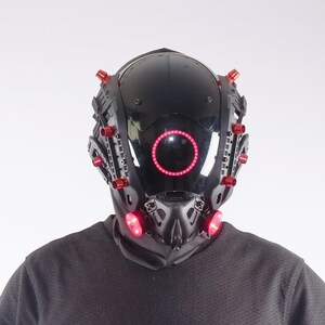 Red Warrior Rave Helmet With Bolt, Custom Glowing Coll Halloween ...