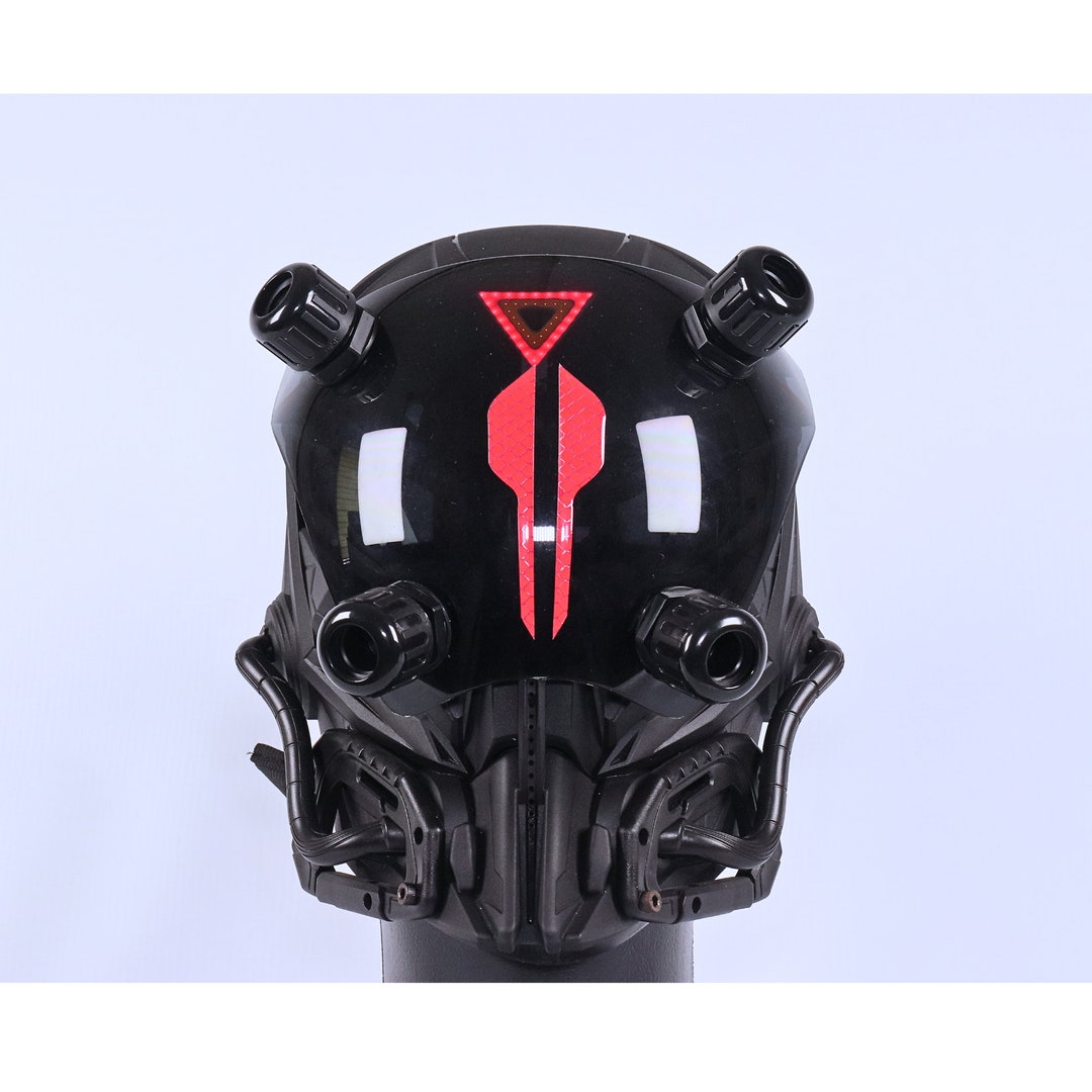 Futuristic Warrior Mask Costume, Glowing Cyberpunk Rave Helmet ...