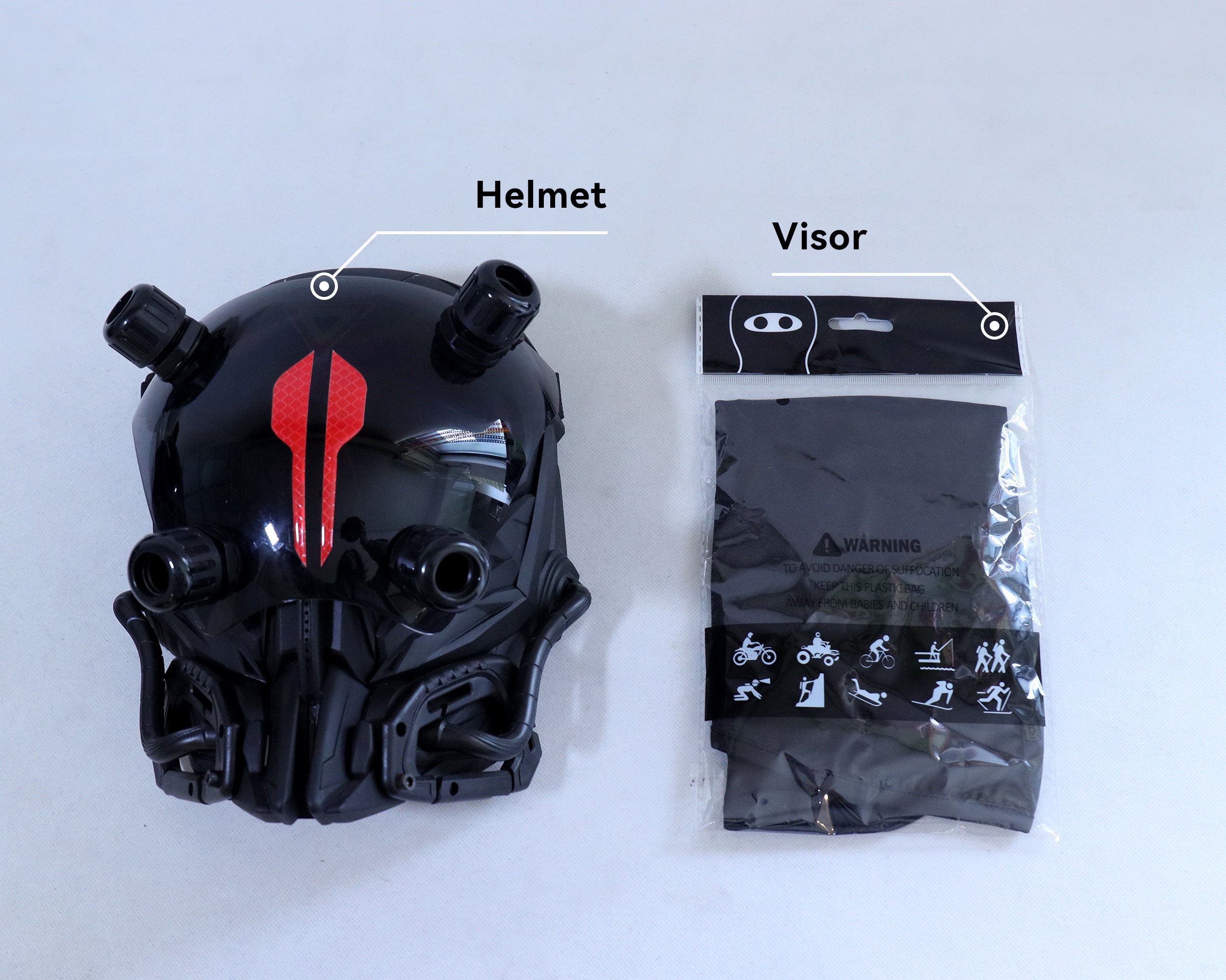 Futuristic Warrior Mask Costume, Glowing Cyberpunk Rave Helmet ...