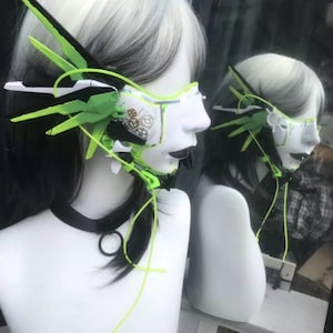Self-design Green Light Cyberpunk Half-face Mask, Super Cool Glowing ...