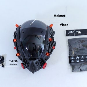 Red Warrior Rave Helmet With Bolt, Custom Glowing Coll Halloween ...