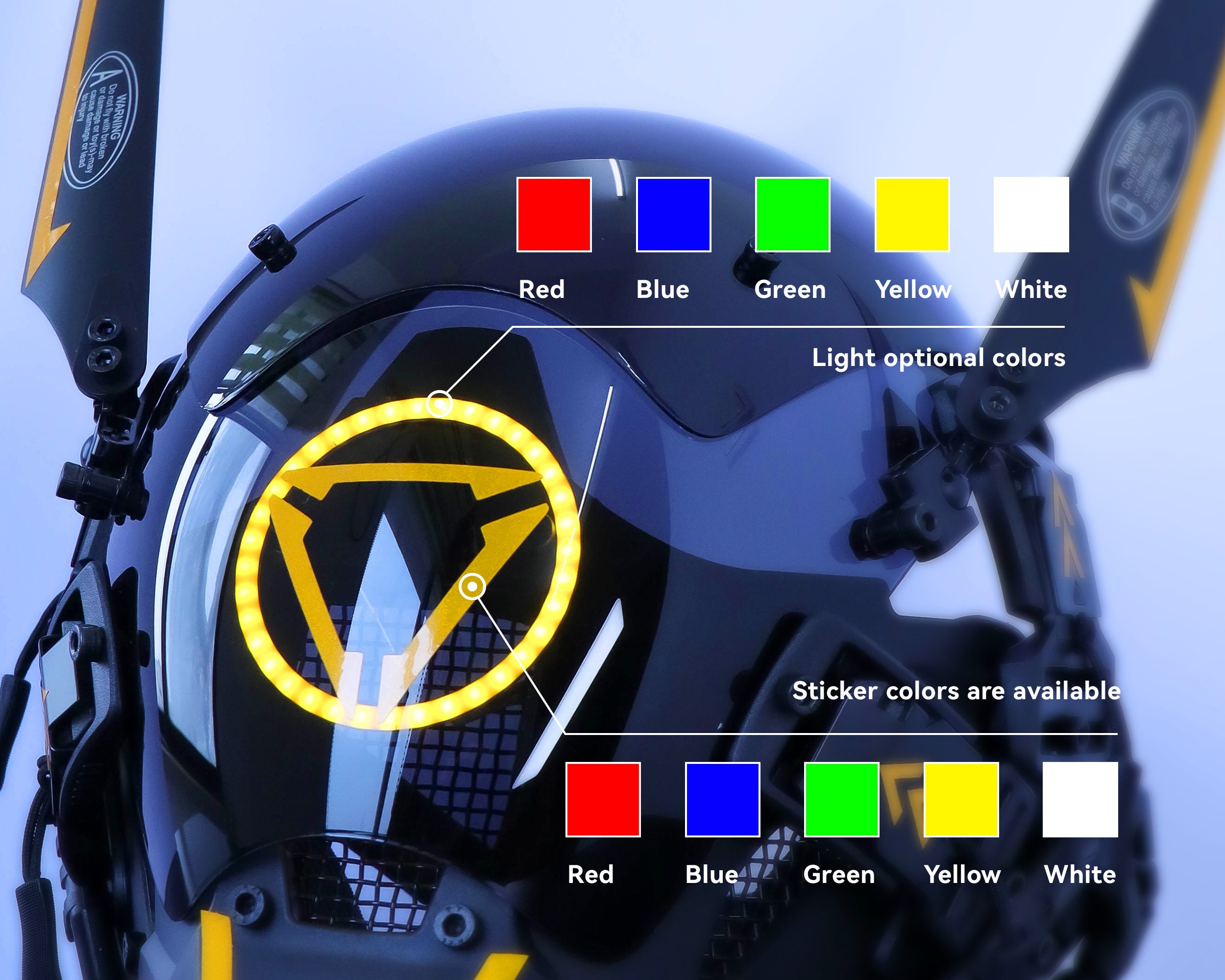 Custom Glowing Cyberpunk Samuraimask With Wing,yellow Coolcosplaypunk ...