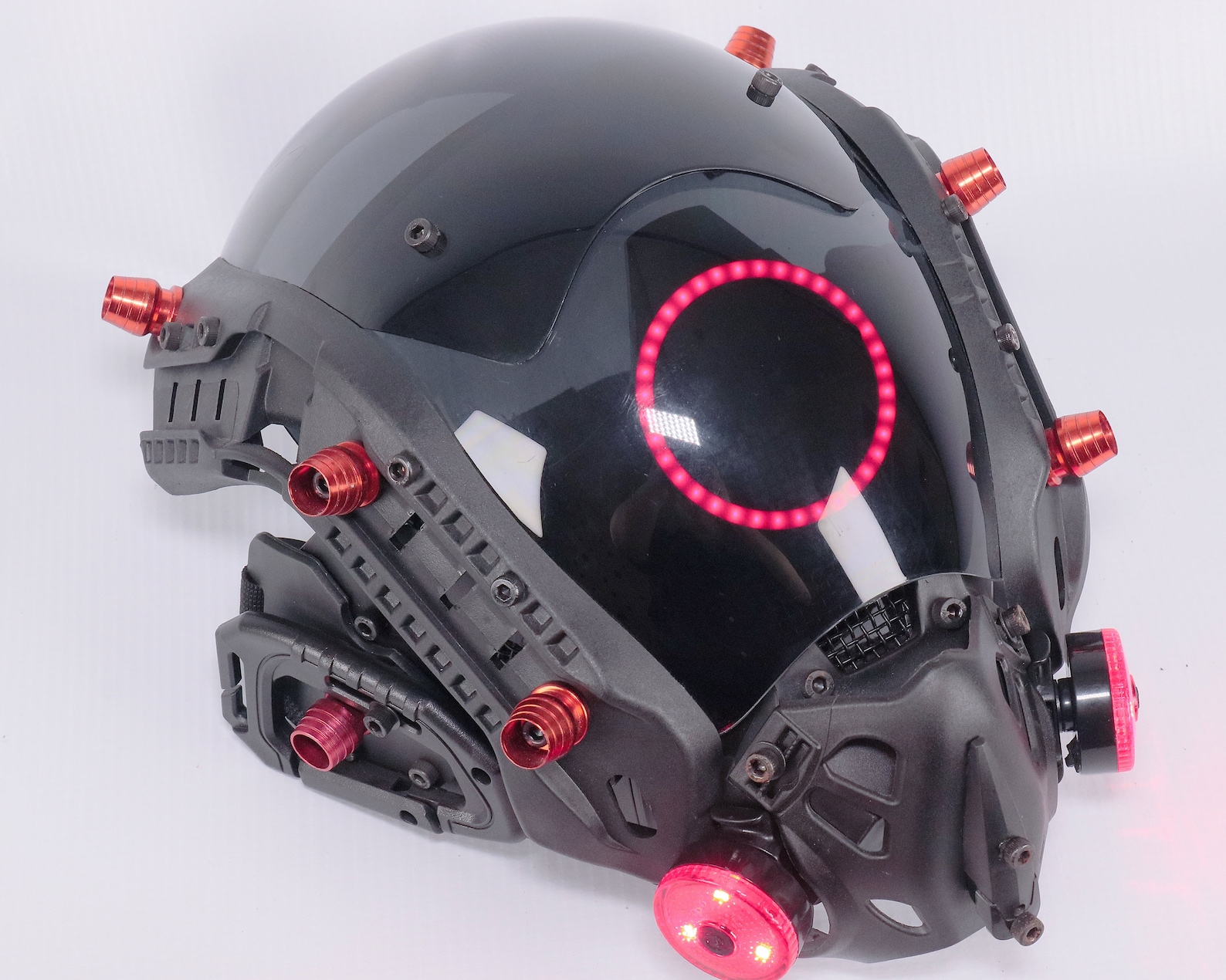 Red Warrior Rave Helmet With Bolt, Custom Glowing Coll Halloween ...