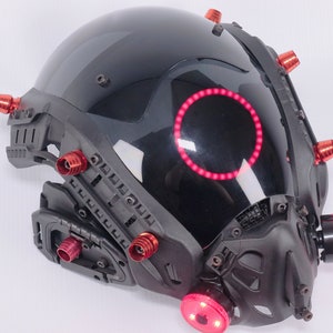 Red Warrior Rave Helmet With Bolt, Custom Glowing Coll Halloween ...