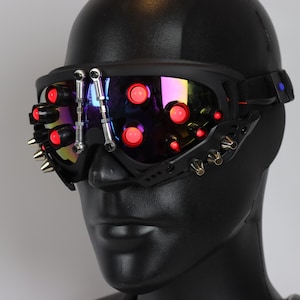 Self-design Cyberpunk Goggles With Lights, Glowing DJ Music Festival ...