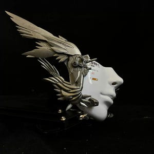 Handmade Gundam Snow White Cyberpunk Half Face Mask, Unique DJ Party ...