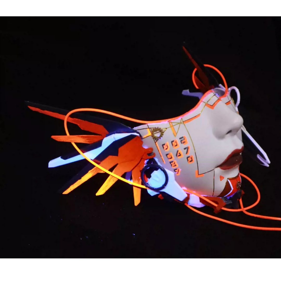 Handmade Uique Glowing Half Face Mask, Luminous Samurai Mask for ...