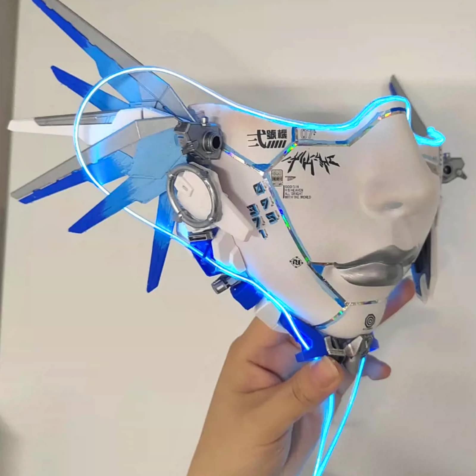 Handmade Cyberpunk Half Face Mask With Light, Glowing Mechanical Tech ...