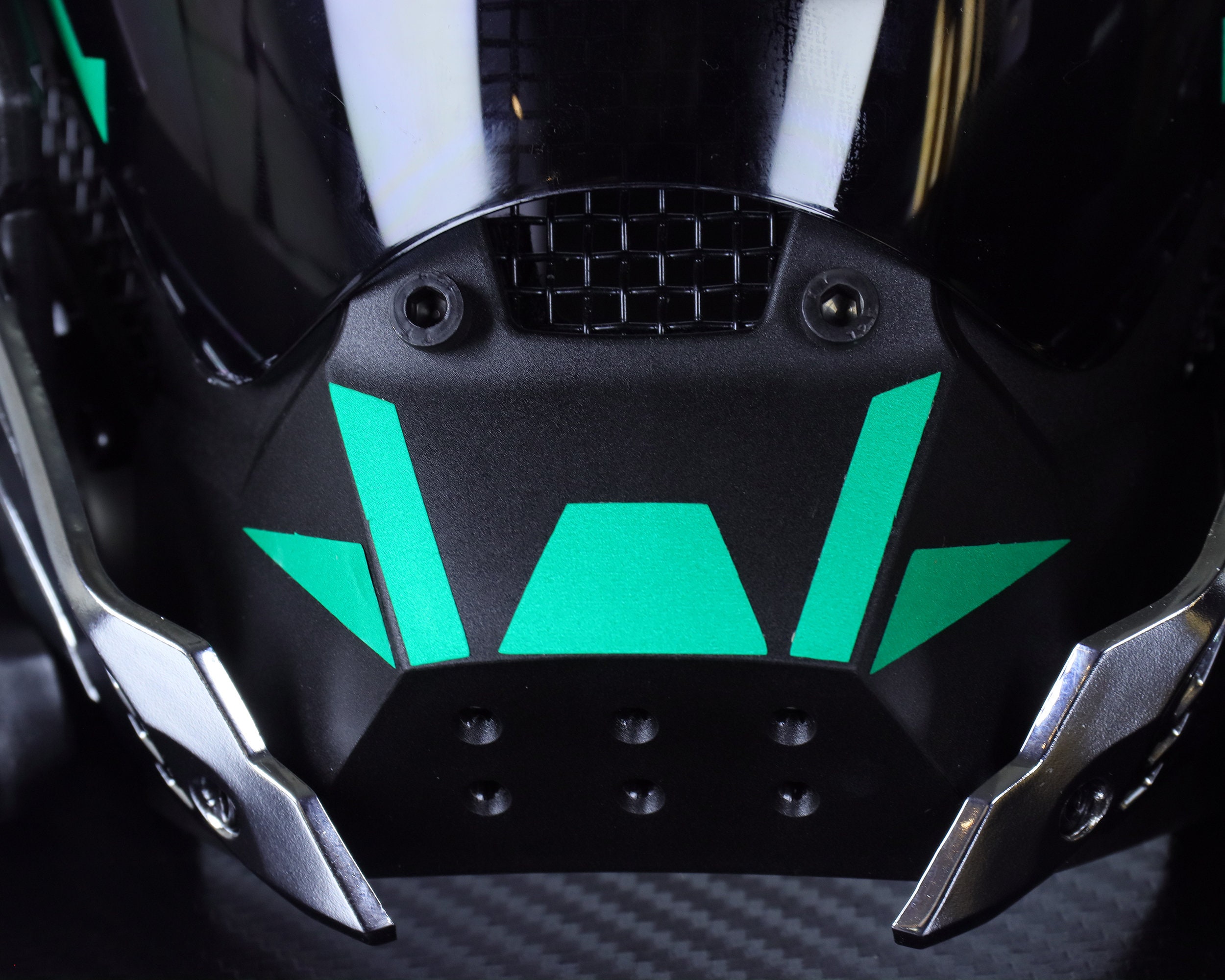 Custom Green Rivet Punk Helmet With Light, Mechanical Black Full Face ...
